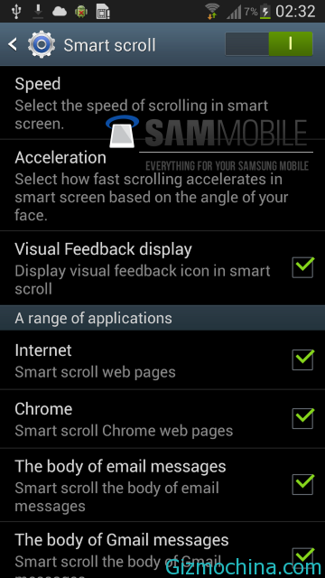 Leaked screenshot of Samsung Eye tracking feature - Gizmochina