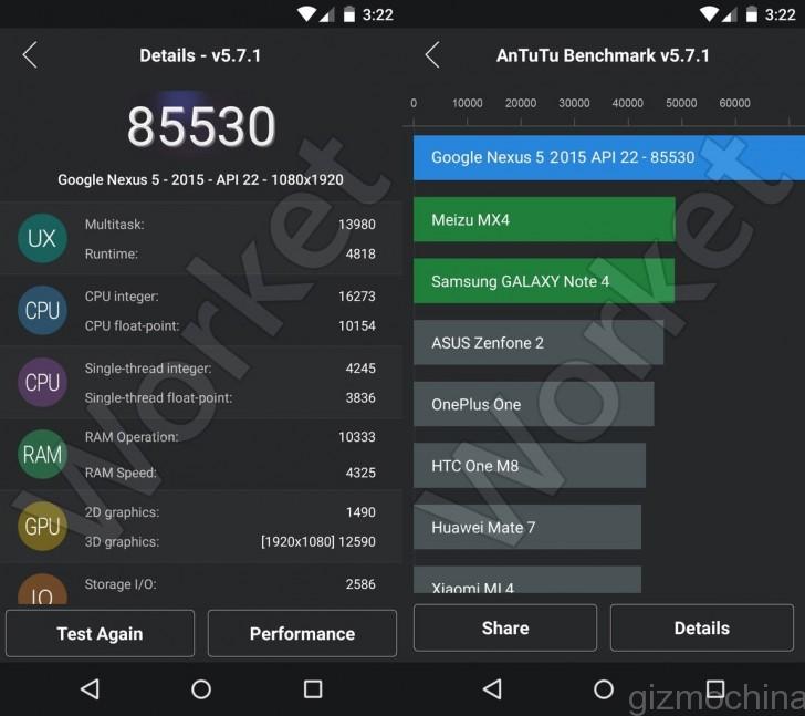Nexus 5 2015 hits AnTuTu, Scores A Mind Boggling 85,530! - Gizmochina