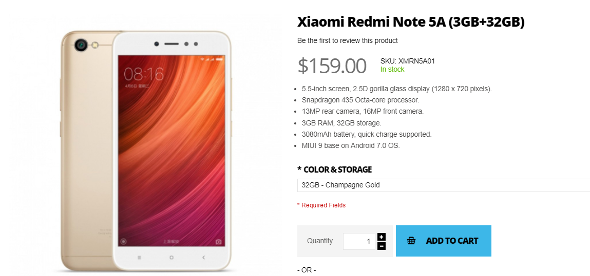 Xiaomi Redmi Note 5A Now Available On Giztop - Gizmochina