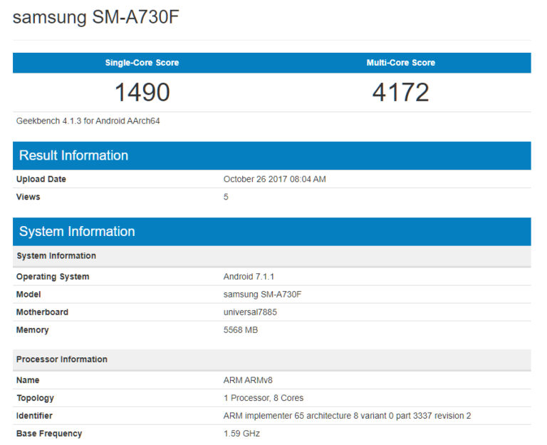 Samsung Galaxy A7 (2018) Appears On GeekBench Packing the Unannounced ...
