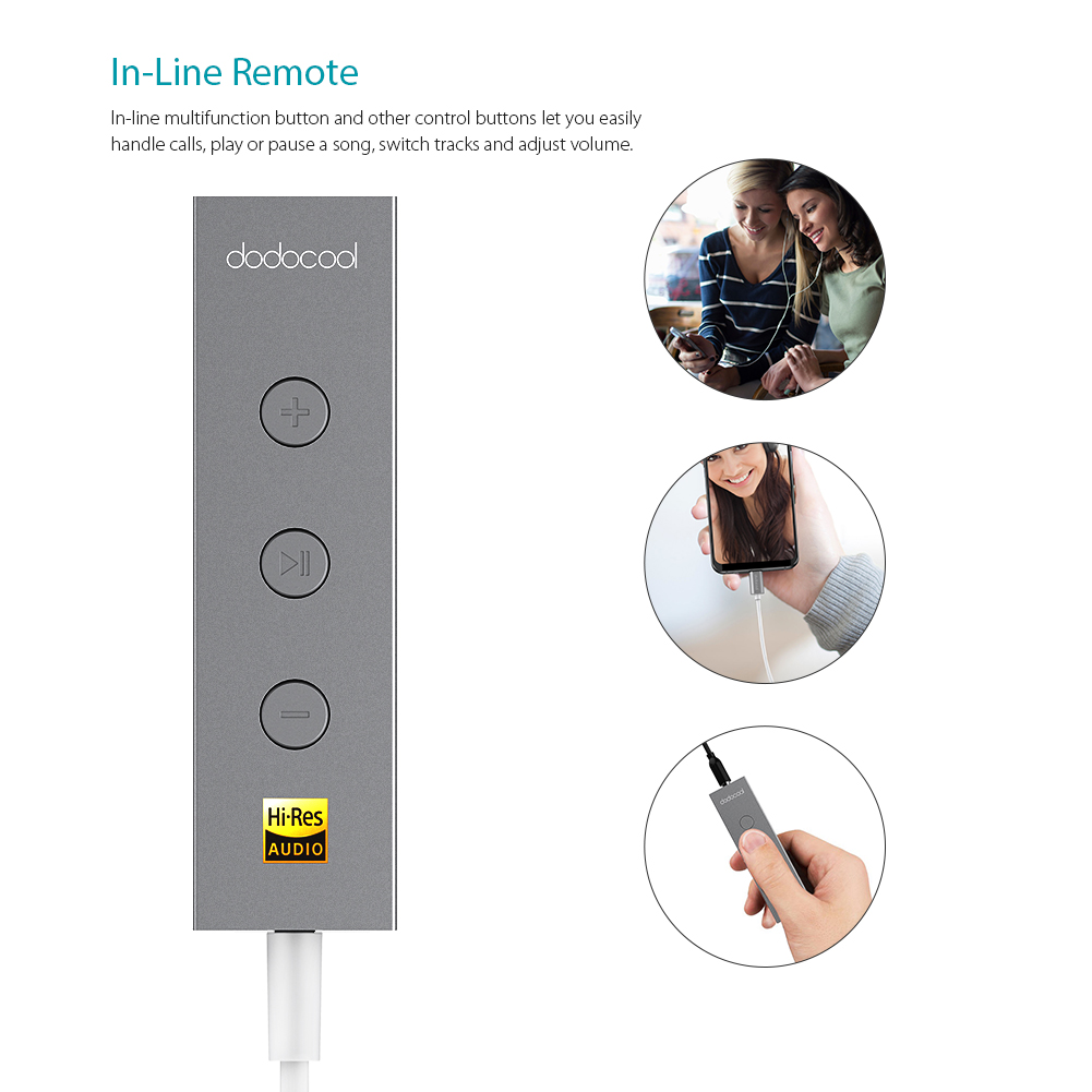 The Dodocool DA134 Hi-Res USB-C to 3.5mm Converter Features An In-line ...