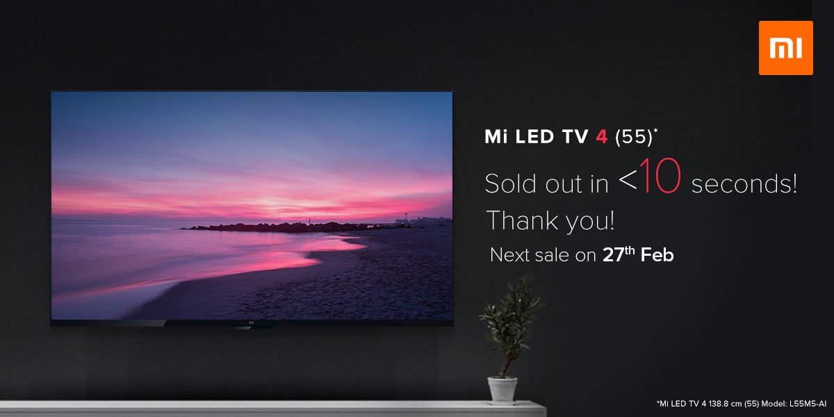 Xiaomi Mi LED TV 4 Sold Out in Less Than 10 seconds In Its First India ...