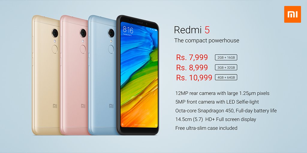 Xiaomi Redmi 5 Priced at Rs. 7,999 Has Arrived In India with Full ...