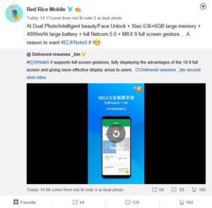 Redmi Note 5 with Full Screen Gestures Arriving in China; Key Specs ...