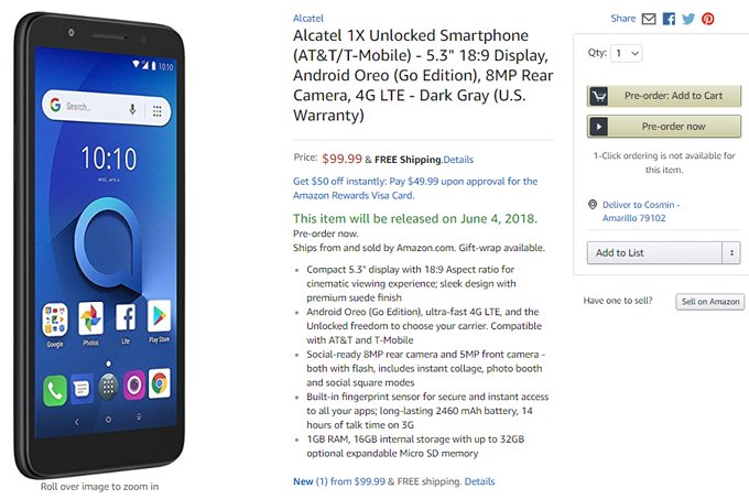 Alcatel 1X, World’s First Android Go Smartphone Now Available in The U ...