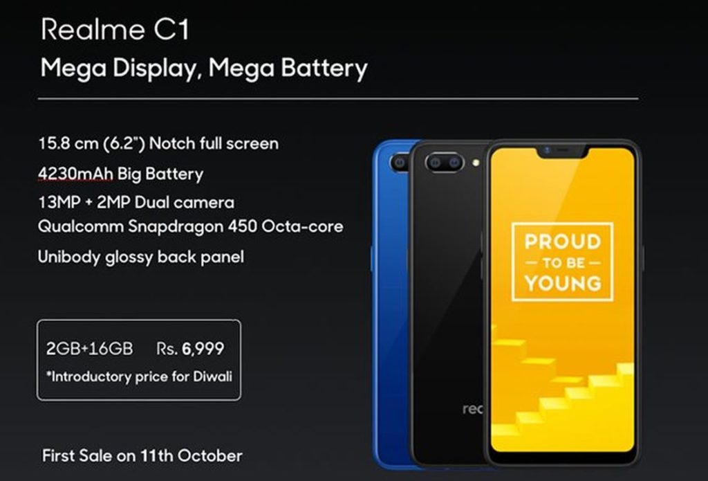 Realme C1 debuts with entry-level specs for Rs. 6,999 - Gizmochina