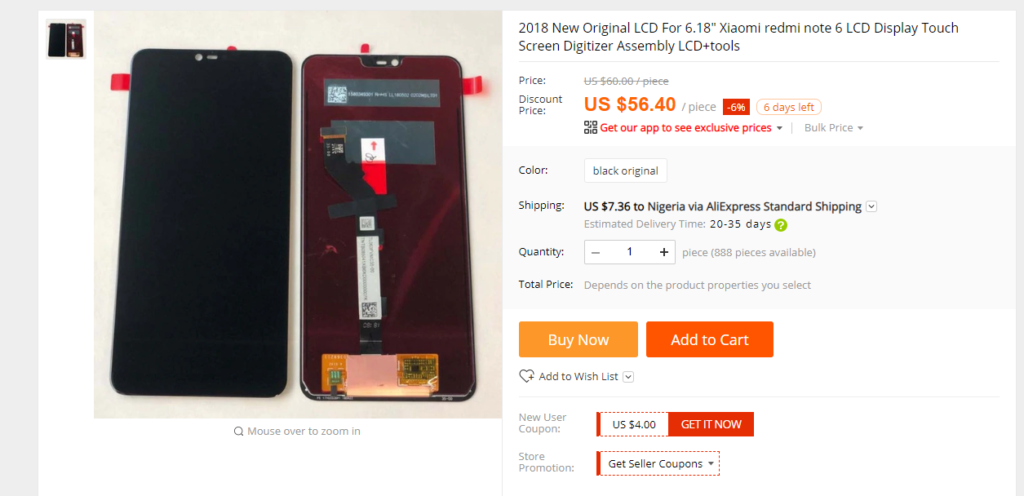 Redmi Note 6 and Redmi 6 Plus displays listed on online store - Gizmochina