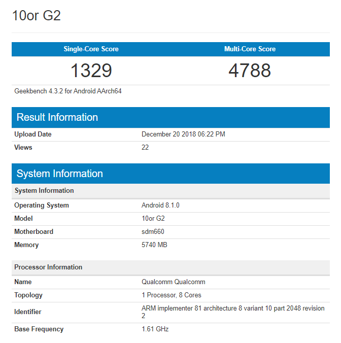 10.or G2 appears on Geekbench with a more powerful processor and more ...