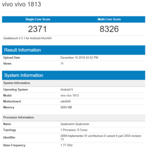 Vivo phone with Snapdragon 845 and 10GB RAM seen on Geekbench may be Vivo Z3 Pro - Gizmochina