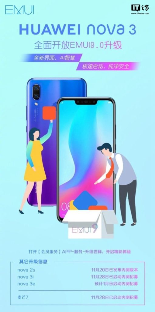 Huawei Nova 3 Receiving EMUI 9.0 Android Pie, Few Other Nova Series Phones in Line - Gizmochina