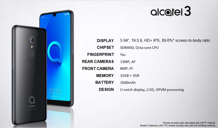 Alcatel's 2019 lineup revealed, includes the 3V, 3L, 1s, and 1V ...