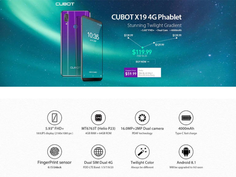 Buy Cubot X19 4G Phablet For A Heavily Discounted Price Of $59.99