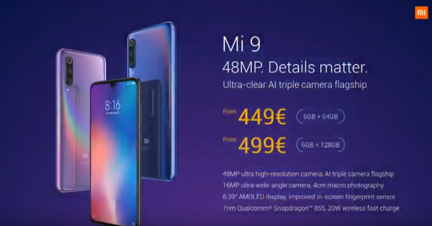 Xiaomi Mi 9 gets global launch, starts at €449 - Gizmochina