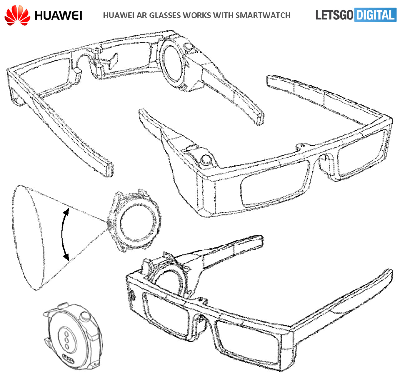 Huawei's new patent shows AR glasses that connects with a smartwatch ...