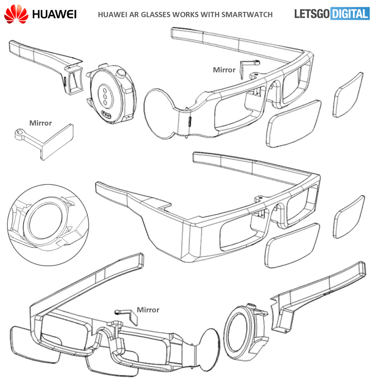 Huawei's new patent shows AR glasses that connects with a smartwatch ...