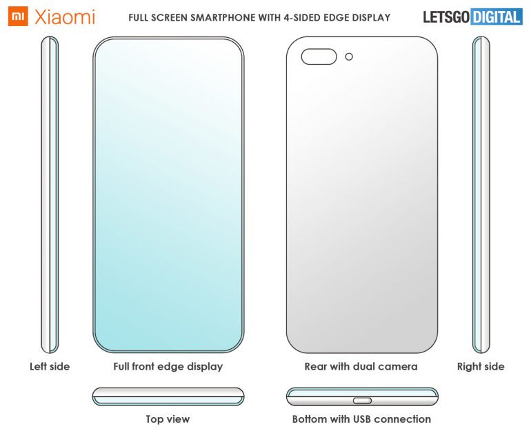 Xiaomi patents smartphone design with four-sided curved edge display ...