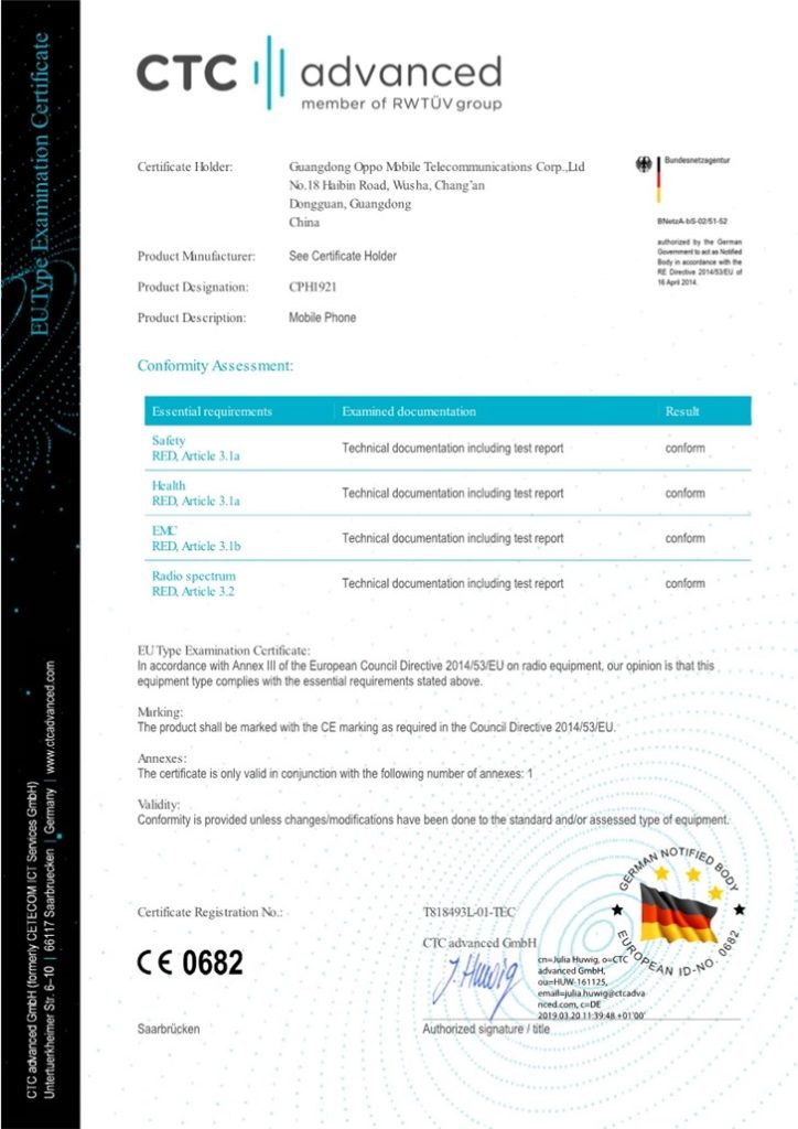 OPPO's 5G smartphone has now received CE certification - Gizmochina