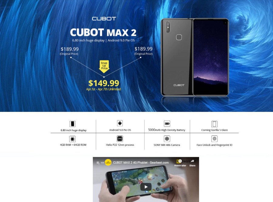 Buy Cubot Max 2 4G Phablet For A Lowered Price Of Just $149.99