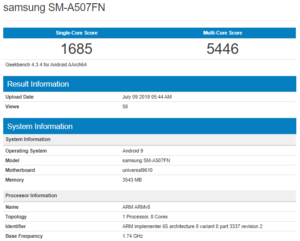 Samsung Galaxy A50s (SM-A507F) AnTuTu and Geekbench listing leak key ...