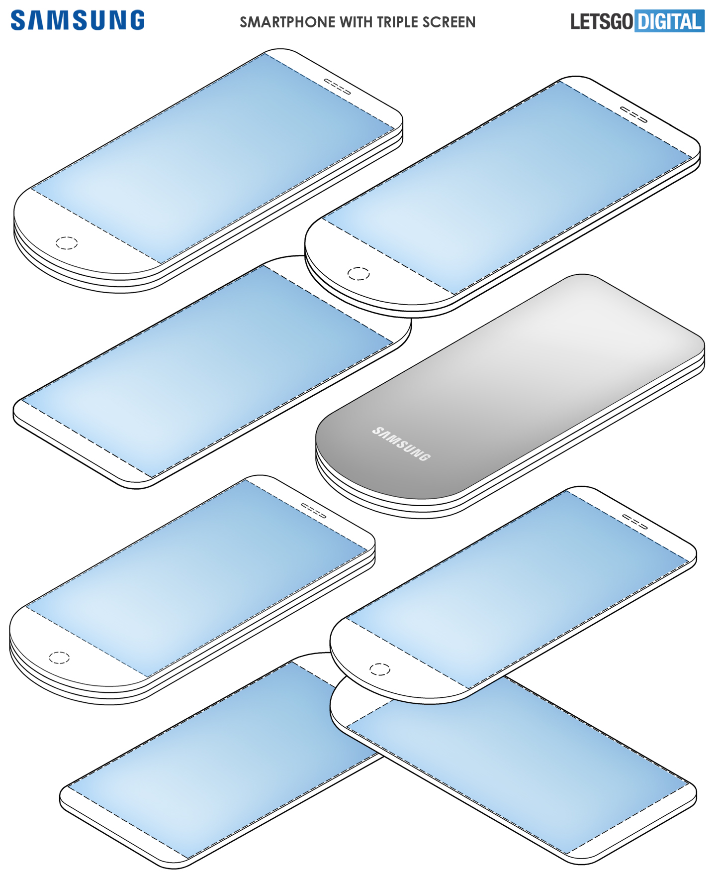 Samsung patents a unique triple stacked display smartphone design ...