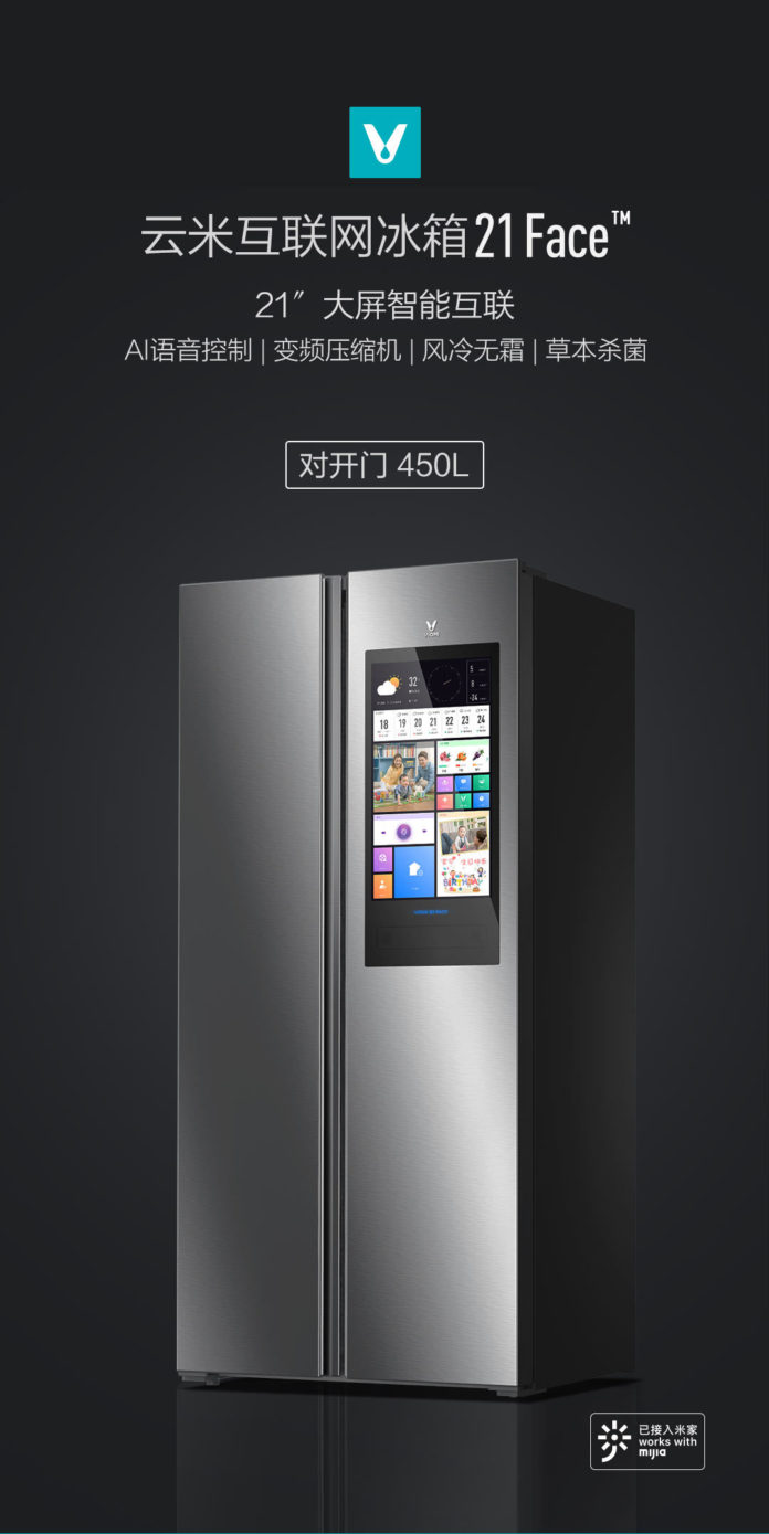 Viomi Internet Refrigerator with a 21-inch IPS display, voice control ...
