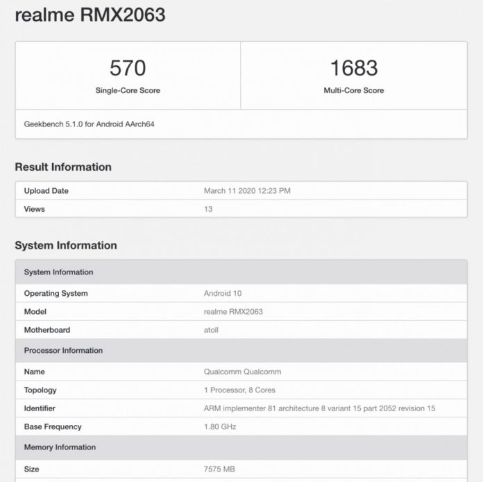 Realme 6i, RMX2063 Geekbench listings appear to reveal key specs ...