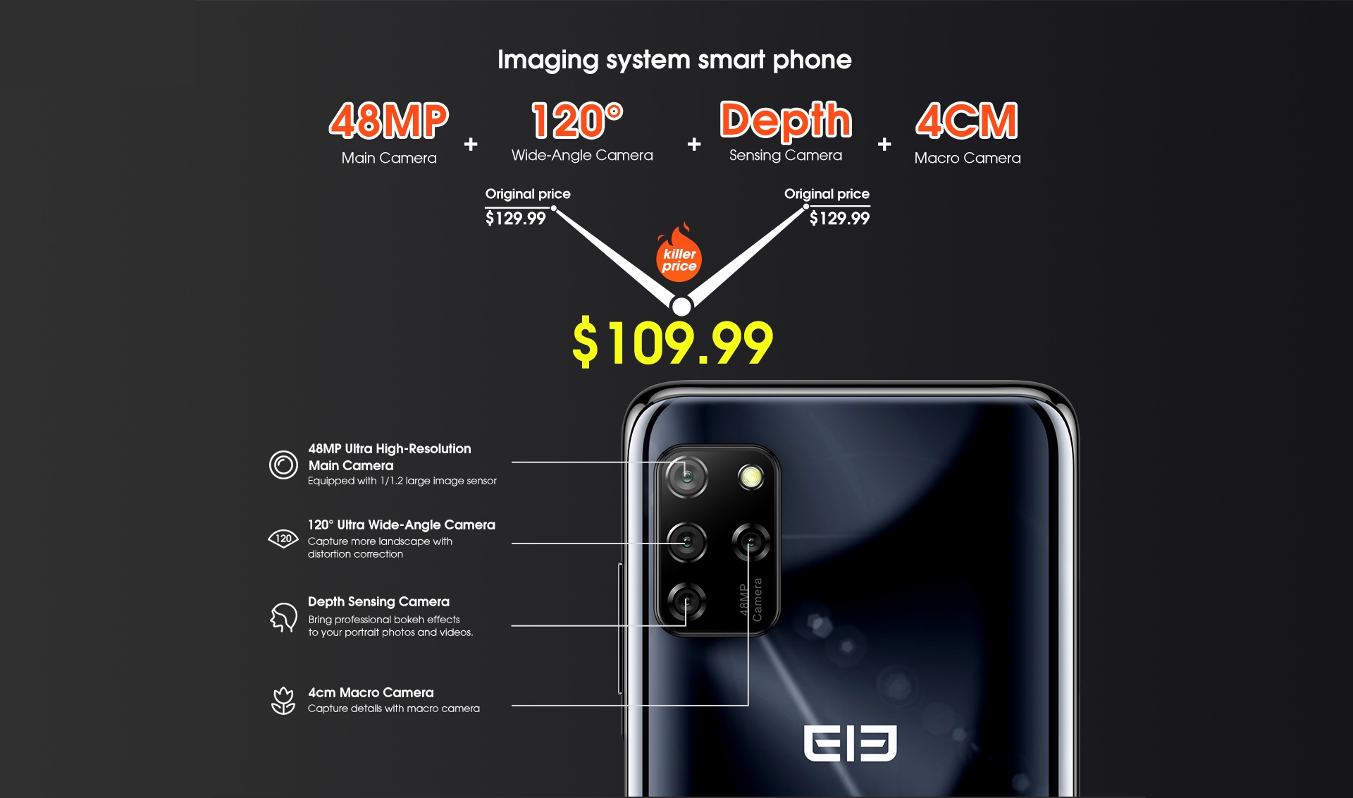 Grab Elephone E10 featuring a quad camera at a discounted price of $109 ...