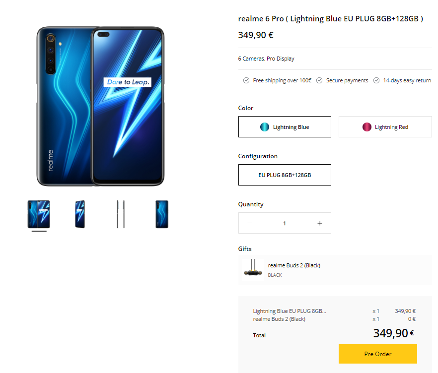 Realme 6 Pro goes on pre-order in Europe for €349 with a free gift ...