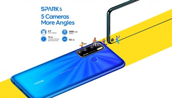 Tecno Spark 5 with a 6.6" display, Android 10 & 5000mAh battery ...