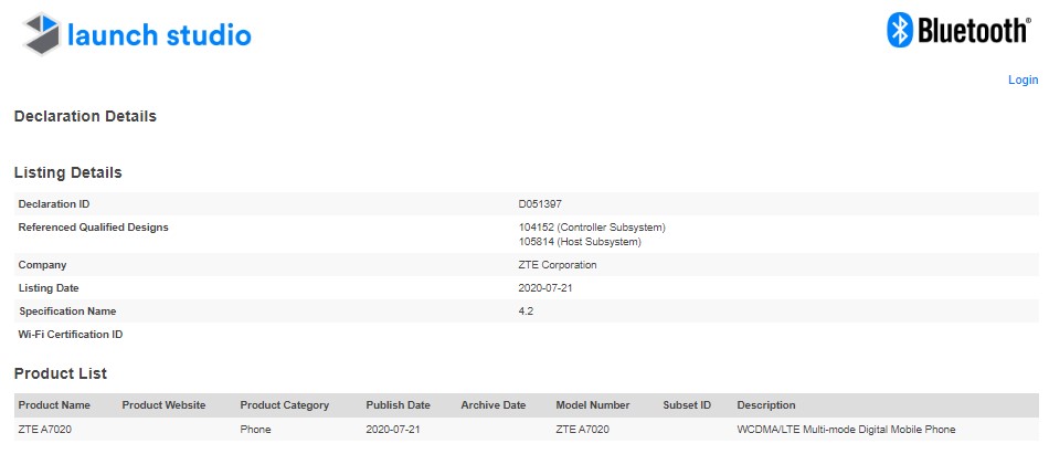 ZTE Blade A7s 2020 bags Bluetooth SIG certification - Gizmochina