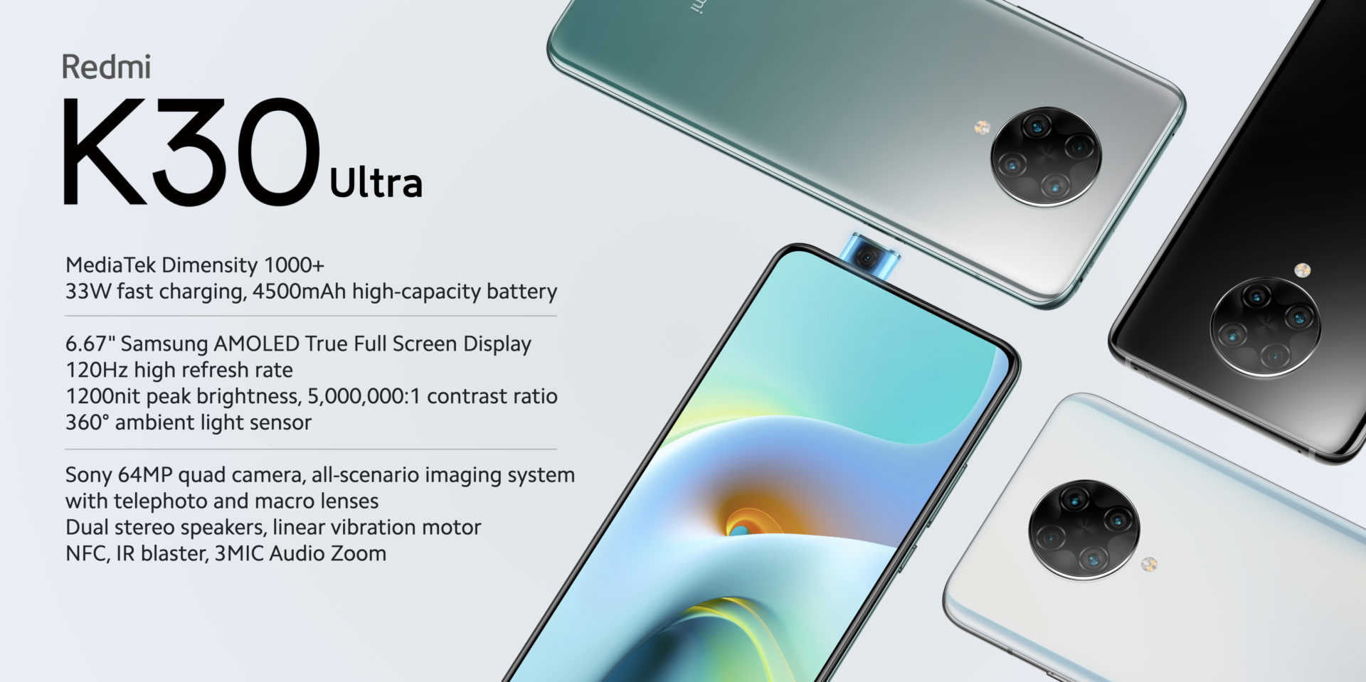 Redmi K30 Ultra with 6.67" AMOLED, 120Hz refresh rate, Dimensity 1000 ...