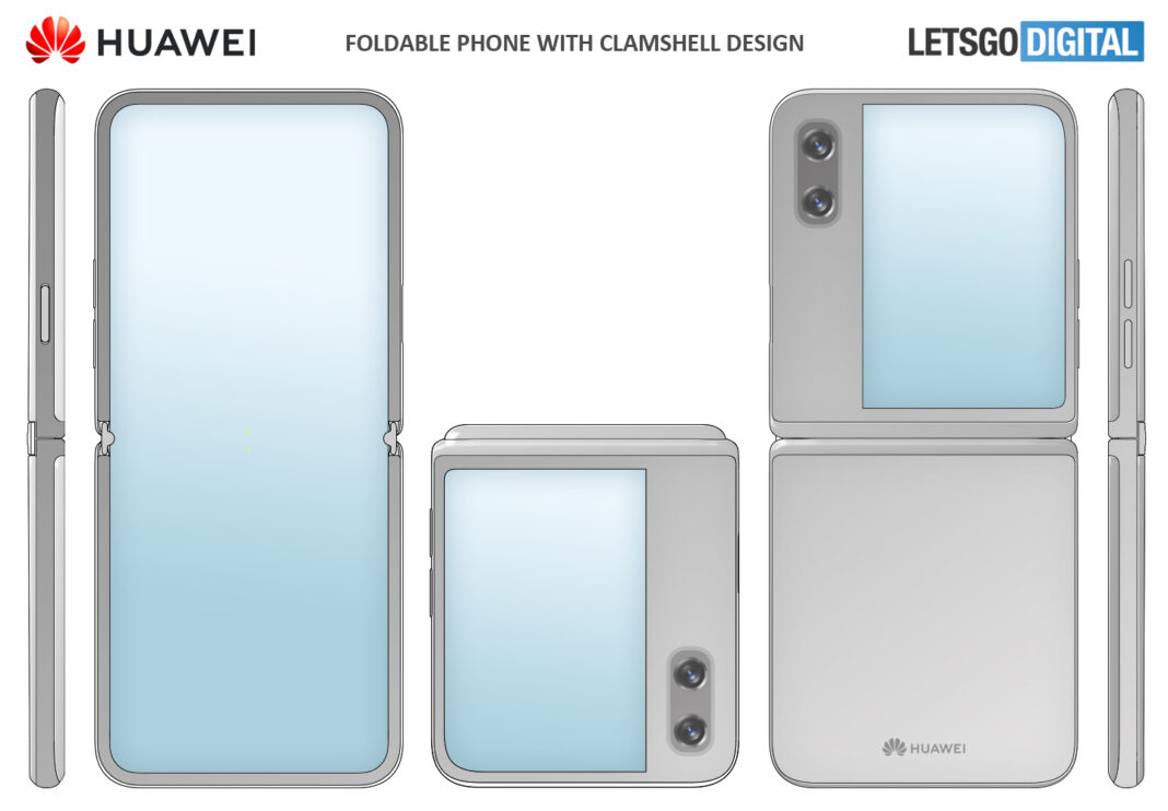 Huawei patents a clamshell foldable smartphone design with a larger ...