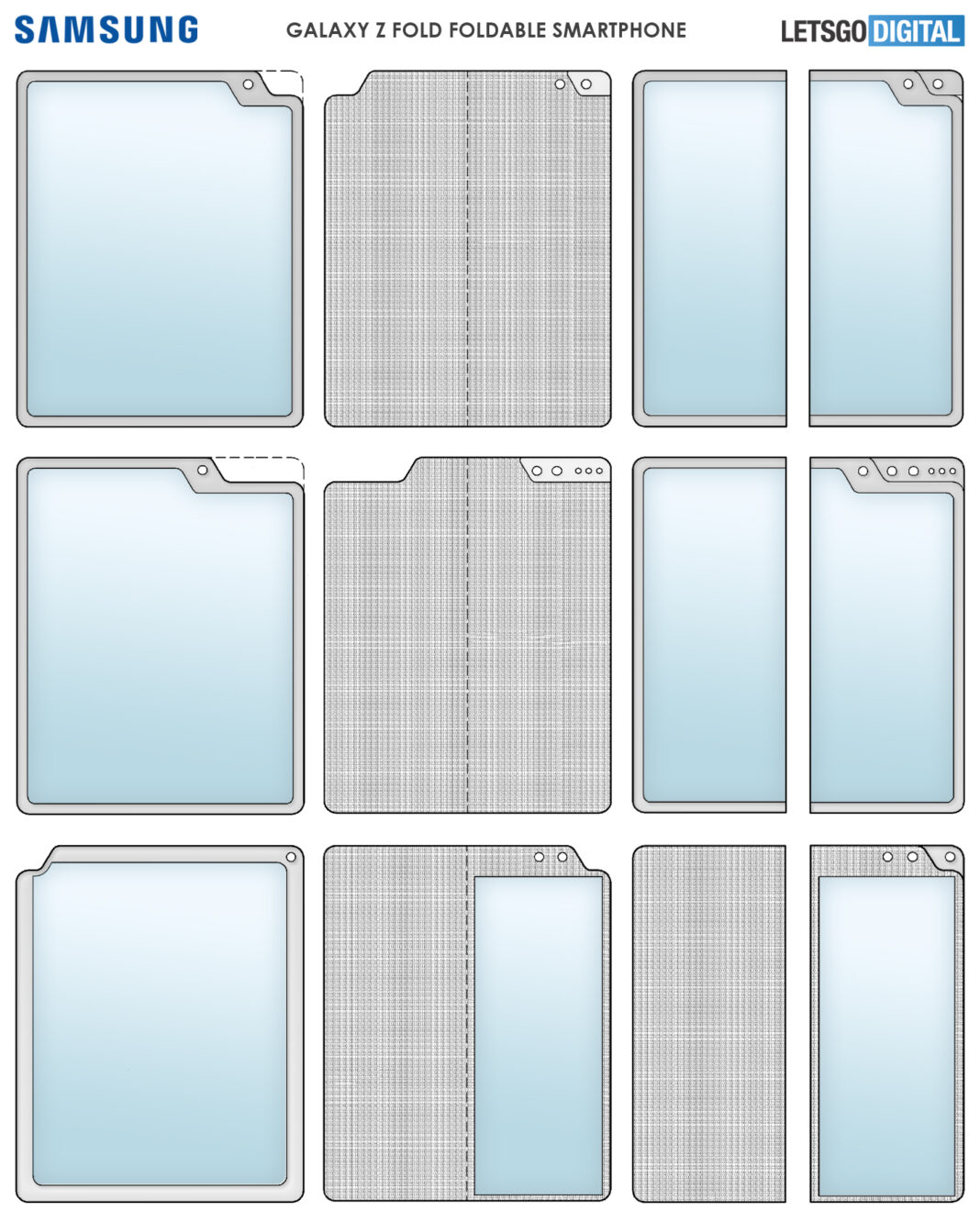 Samsung patents three foldable smartphone designs with cutout for inner ...