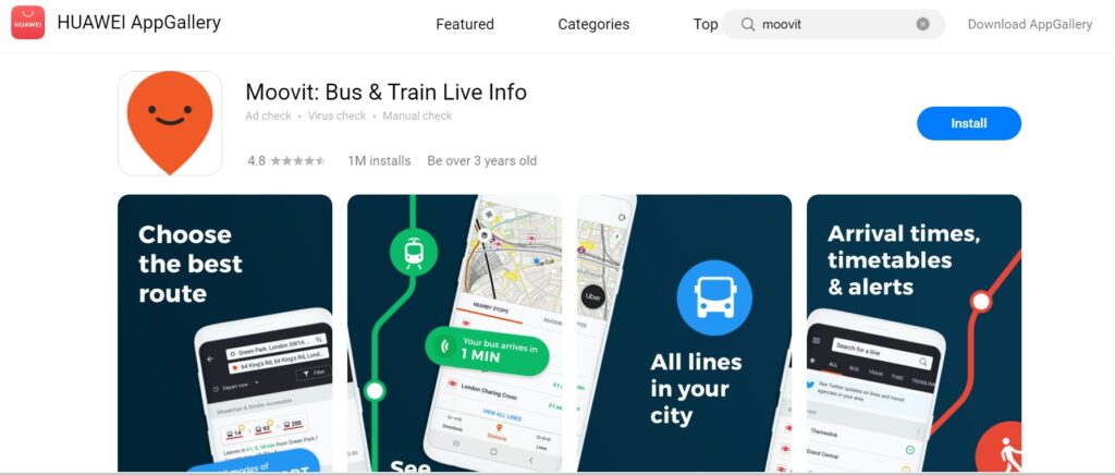 Huawei brings popular Mobility service App Moovit to its AppGallery ...