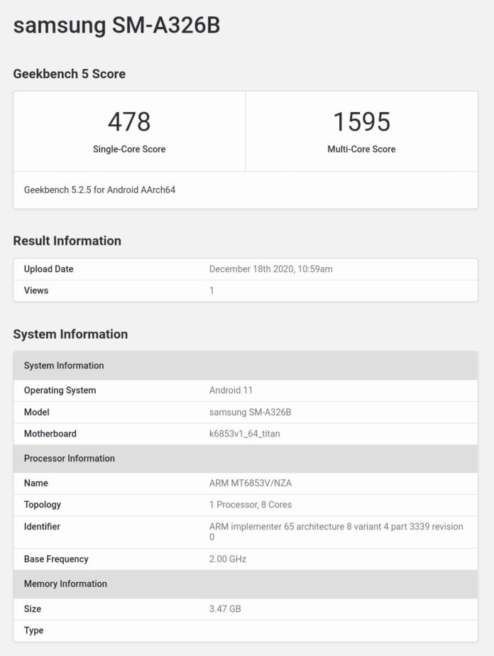 Samsung Galaxy A32 5G with Dimensity 720 and Android 11 OS emerge at ...