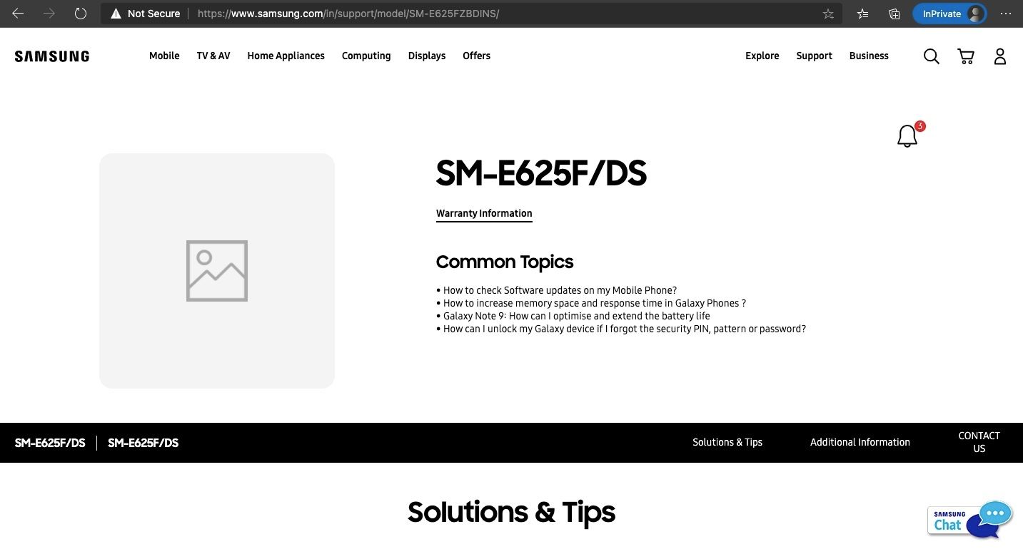 Samsung Galaxy F62/E62 and Galaxy M02 supports pages appear on official ...