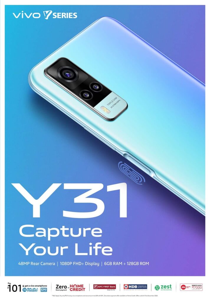 Vivo Y31 officially poster leaked, India launch nearing - Gizmochina