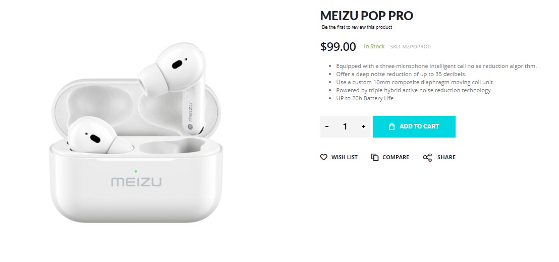 Meizu Pop Pro TWS with active noise cancelling goes on sale via Giztop ...
