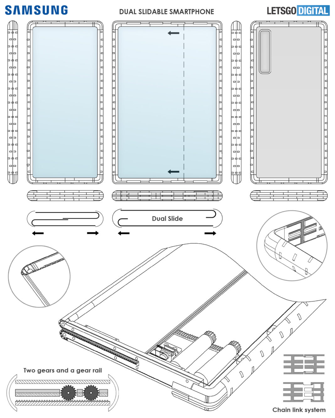 Samsung patents a Smartphone design with Dual Slider Mechanism - Gizmochina