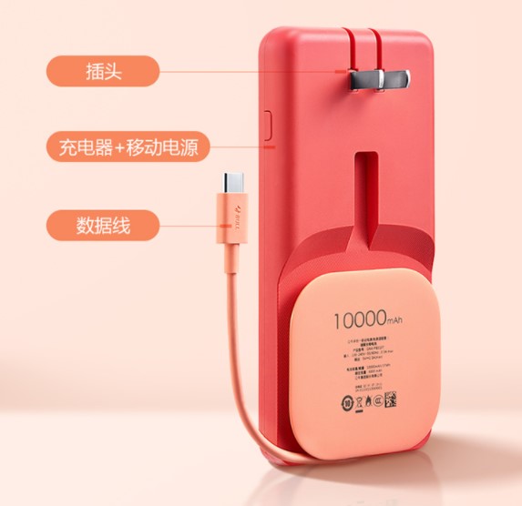 This power bank has a built-in wall plug and charging cable but no ...