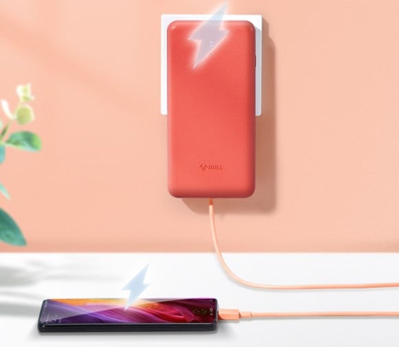 This power bank has a built-in wall plug and charging cable but no ...