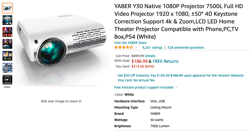 Super Deal: Get Yaber Y30 Projector for $186.99 (Original Price $295 ...