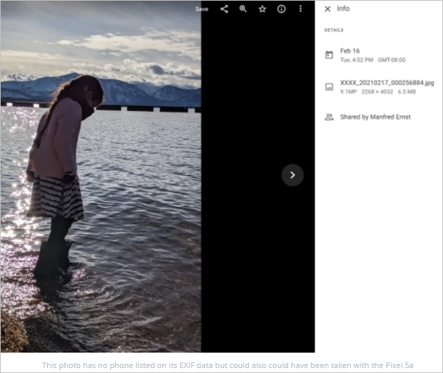 EXIF data shows Google may have mistakenly shared the Pixel 5a camera sample - Gizmochina