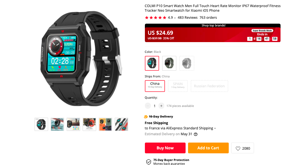 Deal: Get COLMI P10 Men's Smartwatch for $24.69 - Gizmochina