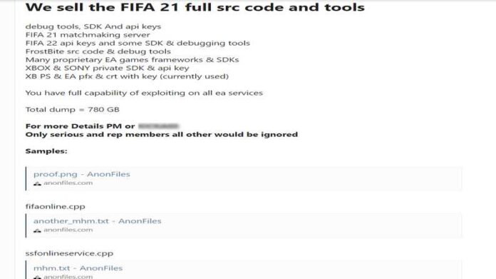 EA suffers a Data Breach, with hackers now selling FIFA 21 source code ...