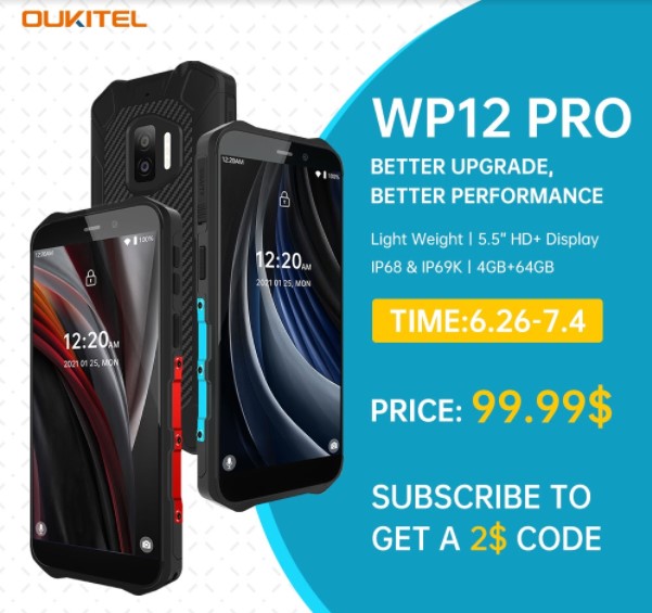Oukitel WP12 Pro lightweight Rugged Phone goes official with several improvements over WP12 ...