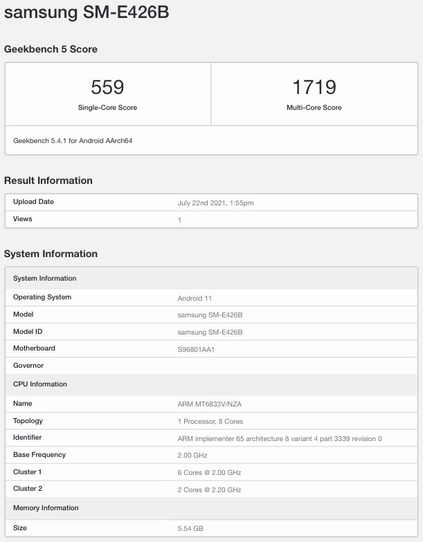 Samsung Galaxy F42 5G Geekbench listing reveals key details - Gizmochina