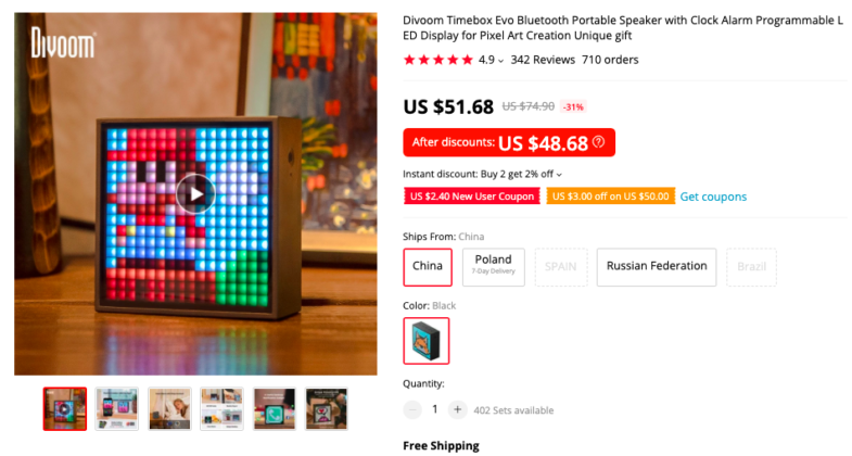 Deal: Get Divoom TimeBox Evo Portable Speaker for $48 (Retail Price $70 ...
