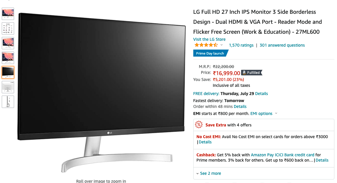 Deal: Get LG 27 inch 3 Side Borderless IPS Monitor at Amazon India for ...