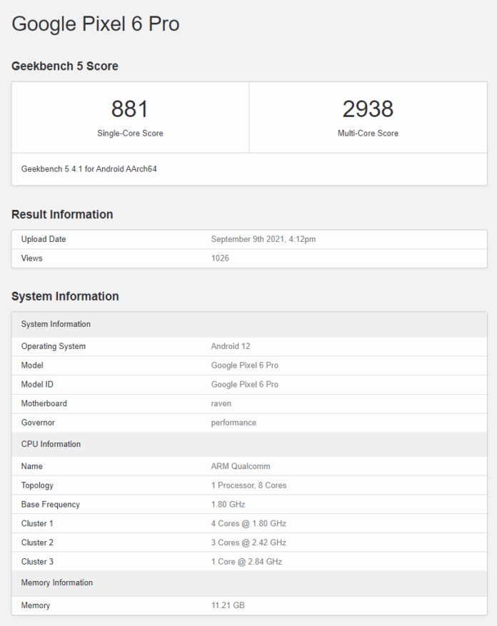Google Pixel 6 Pro Geekbench listing reveals Tensor SoC configurations ...